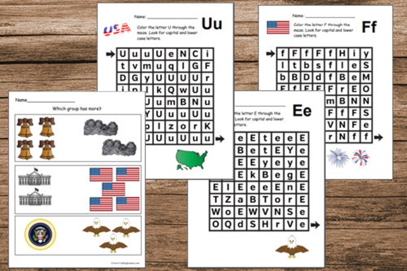 USA Preschool Worksheets Printable - Patriotic Worksheets - Fourth of ...