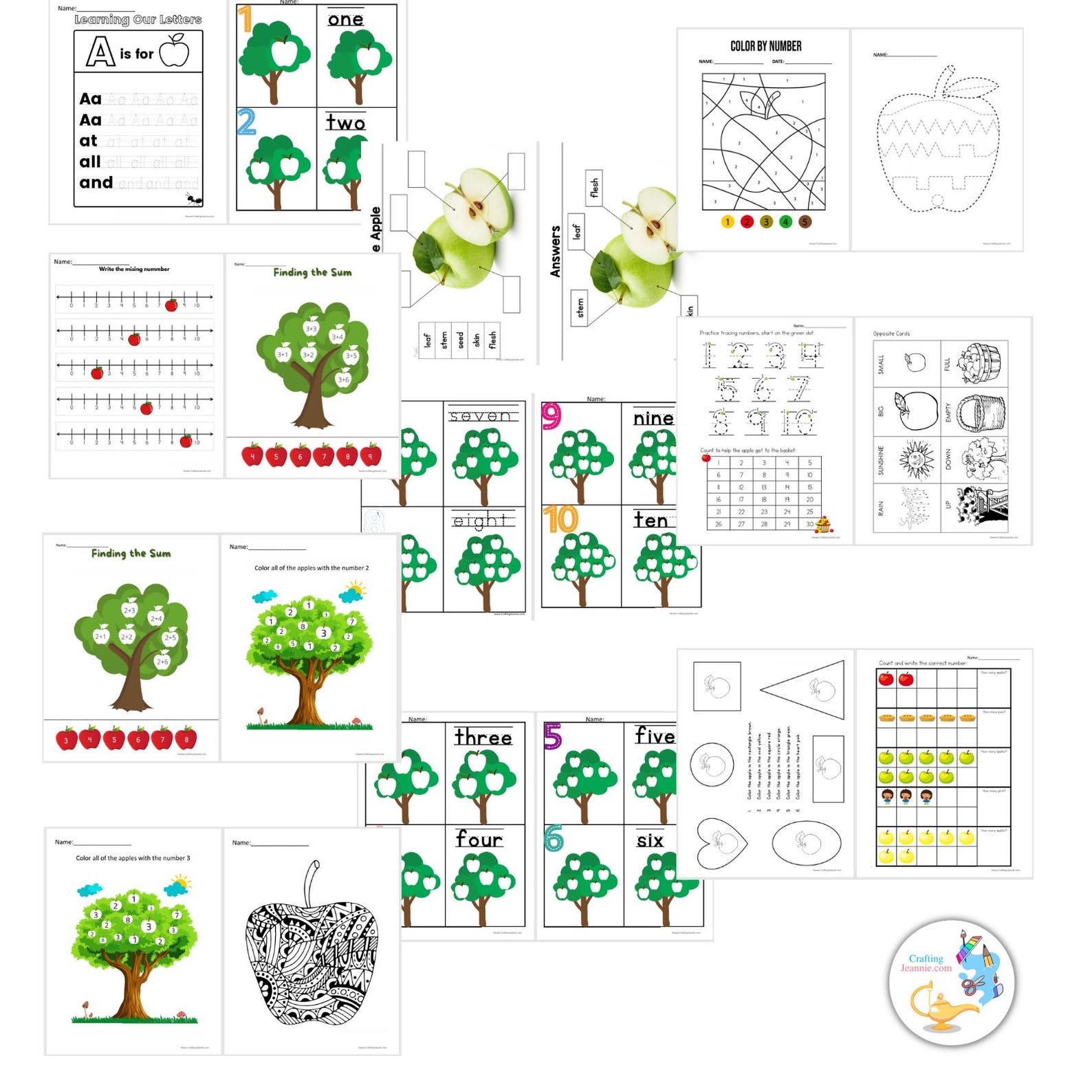 Apple Worksheets for Kids, Apple Themed Activity Pack for Toddlers ...