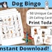 Dog Bingo Cards: Printable Bingo Cards, 50 Cards, Kids Game Activity ...