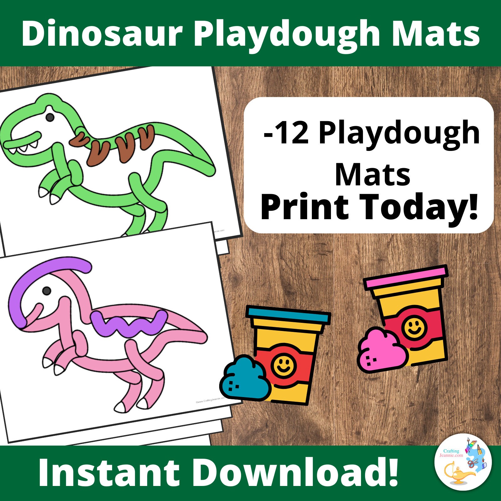 Dinosaur-themed Playdough Mats for Preschoolers, Dino Activity for ...