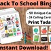 Back to School Bingo: PRINTABLE 50 Cards, Bingo Pdf Game, Kids Back to ...