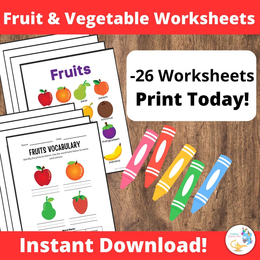 Printable Fruit & Vegetable Worksheets for Preschoolers (apple, Orange ...