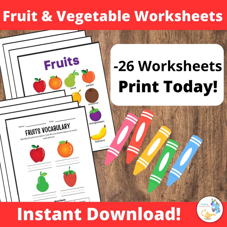 Printable Fruit & Vegetable Worksheets for Preschoolers apple, Orange ...