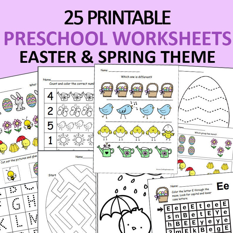 Easter and Spring Preschool Worksheets Printable - Spring Preschool ...