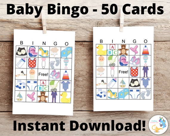 Baby Bingo Cards: Printable Bingo Set 50 Cards Party Idea - Etsy