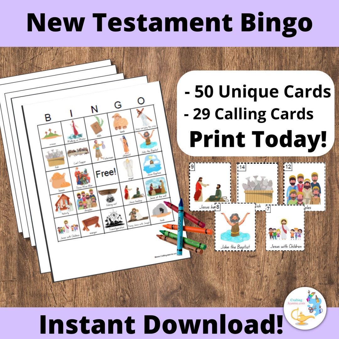 New Testament Bingo 50 Cards, CCD Game, Bible Bingo Cards DIY Printable ...