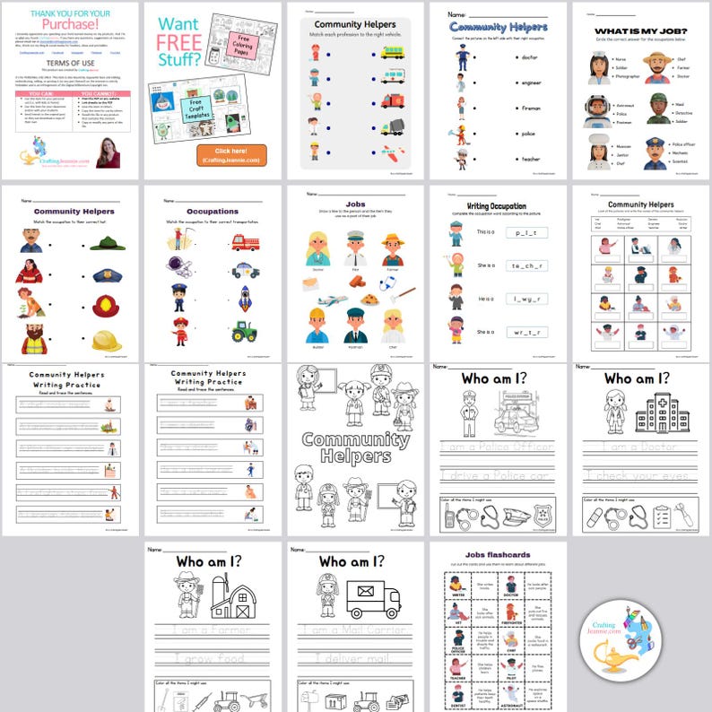 Community Helpers Worksheets for Kids, Community Helper Workbook for ...