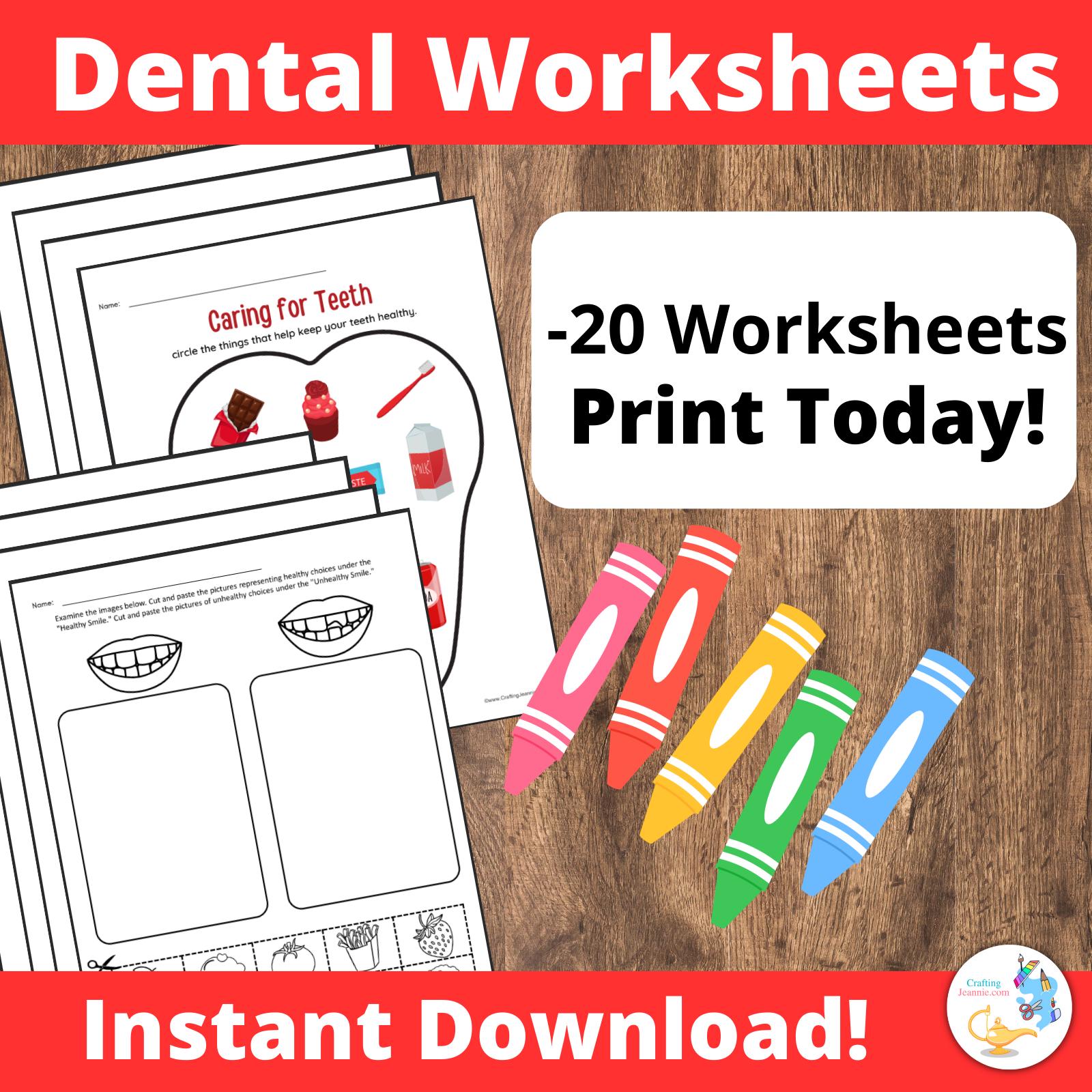 Dental Worksheets for Kids and Preschoolers, Teeth Worksheets for ...