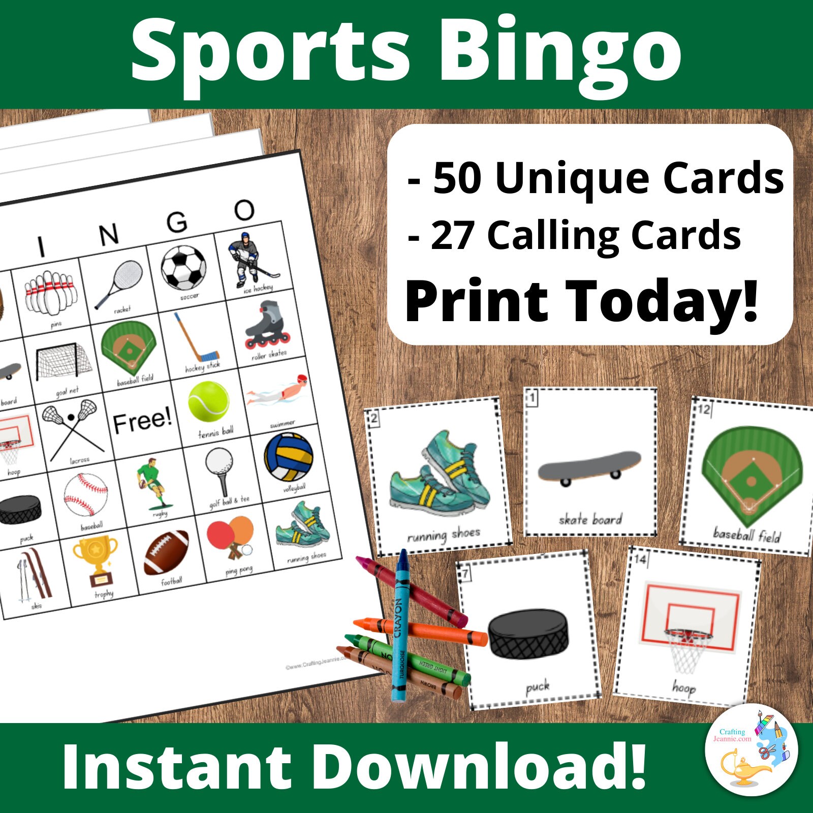 Sports Bingo Printable - 50 Unique Sports Bingo Cards DIY Printable ...