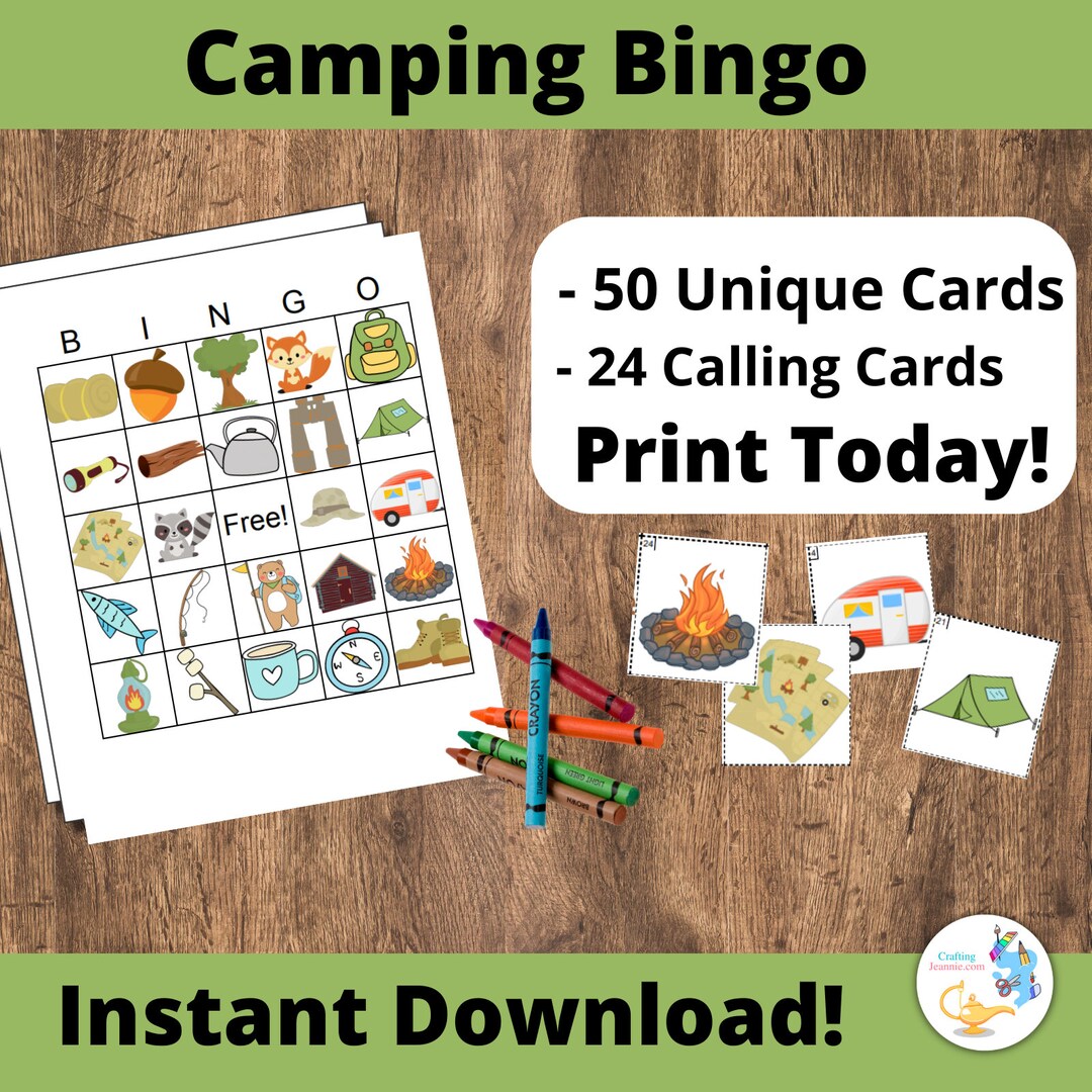 Camping Bingo: PRINTABLE 50 Cards Bingo Pdf Game Party Game - Etsy