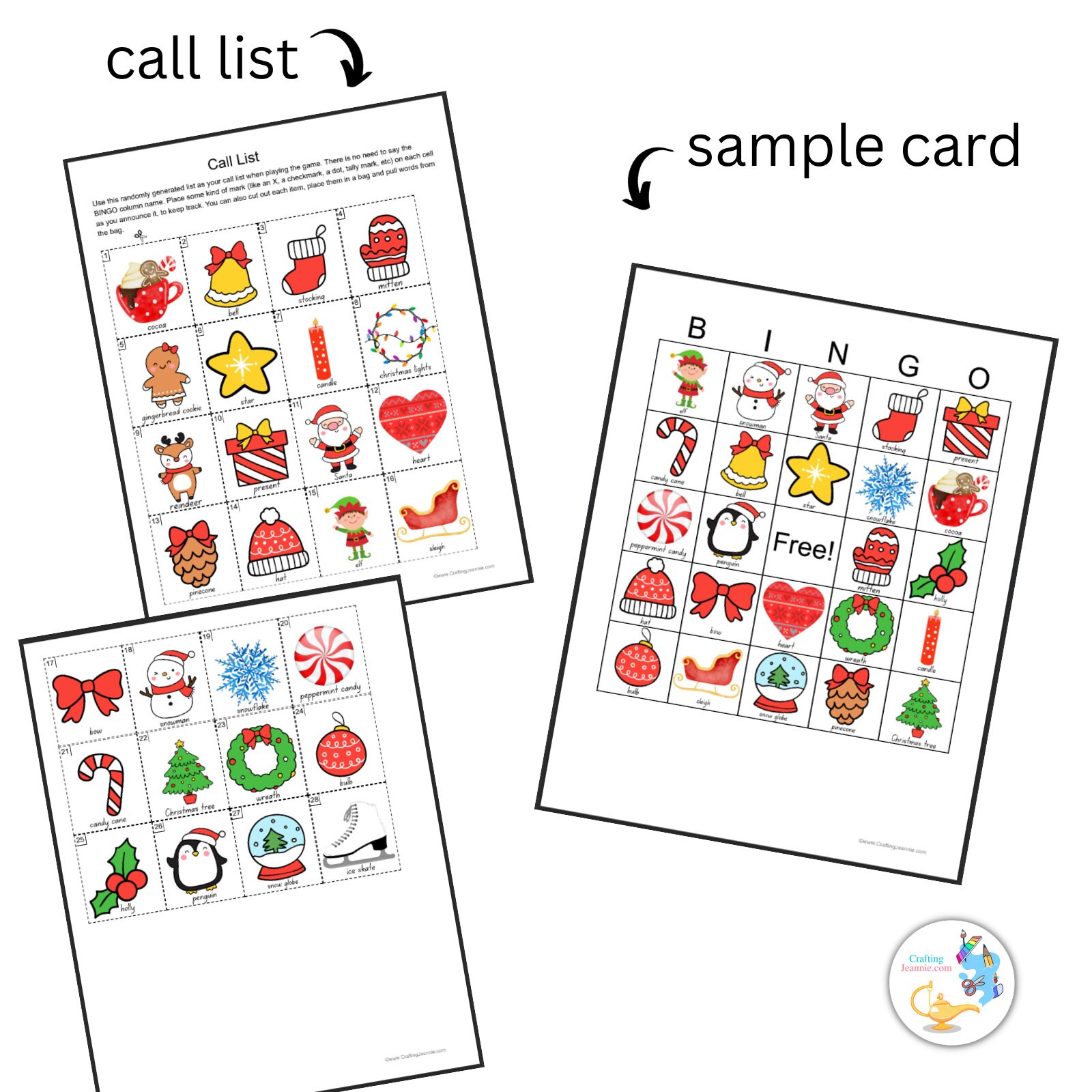 Christmas BINGO - 50 Cards | X-mas Games L Santa Activities L Printable ...