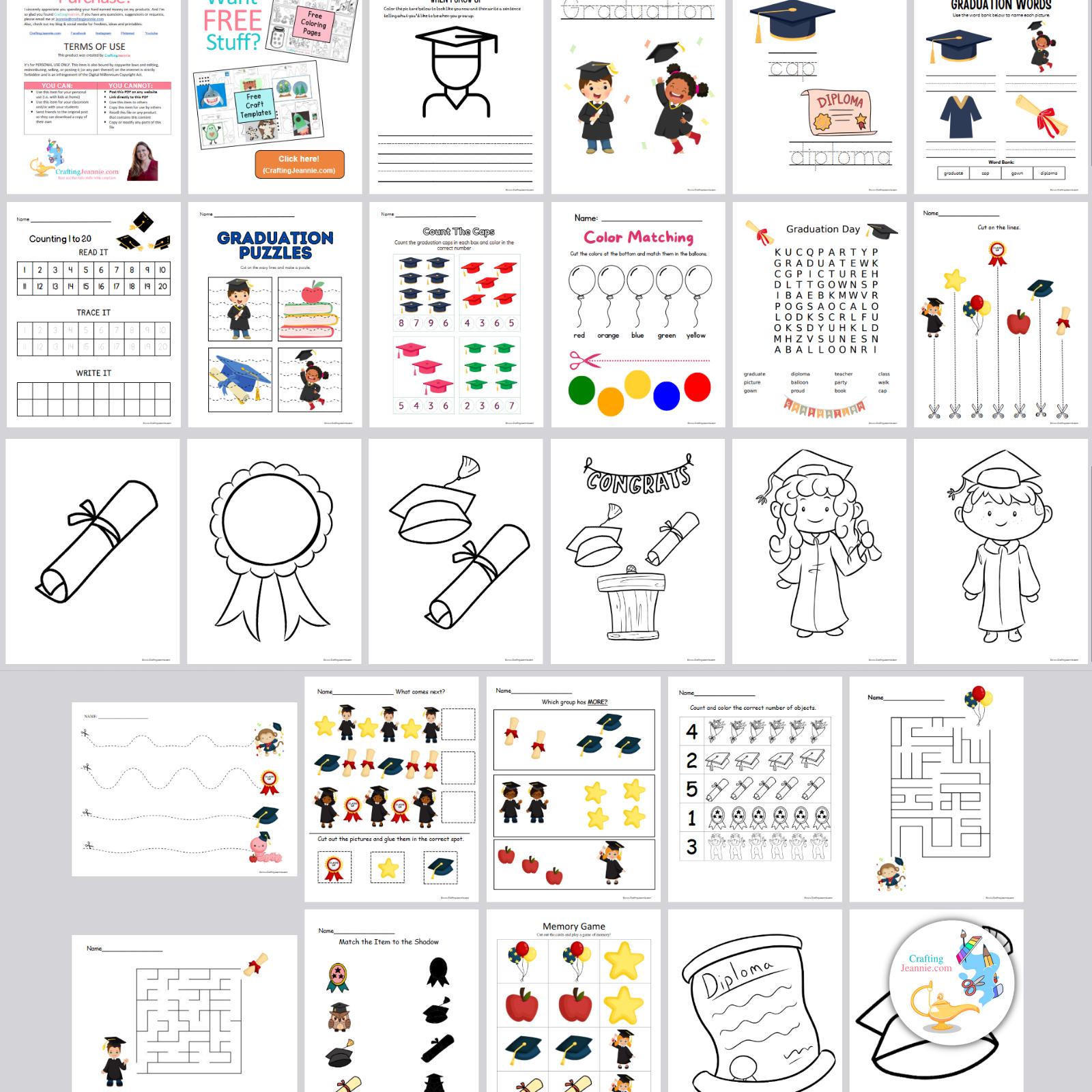 Printable Graduation Worksheets for Preschoolers and Kindergarteners ...