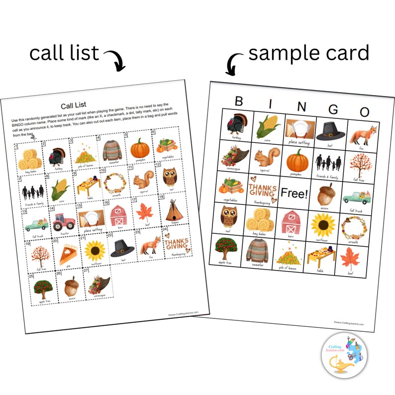 Thanksgiving Bingo, 50 Unique Bingo Cards, Kids' Thanksgiving Activity ...