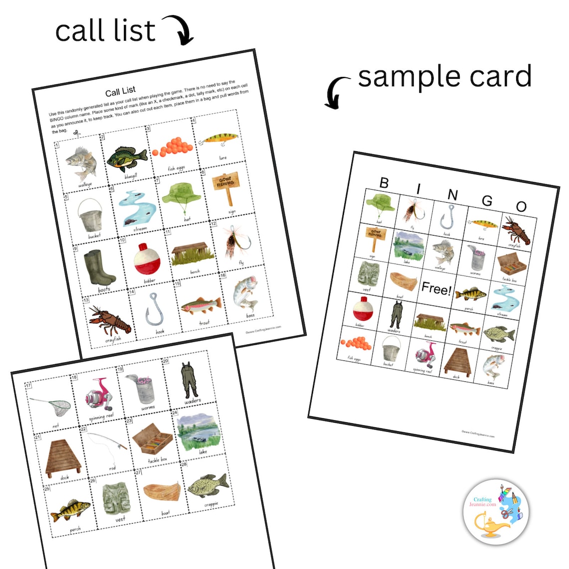 50 Fishing Bingo 50 Cards, Preschool Games, Fishing Party, Fish ...