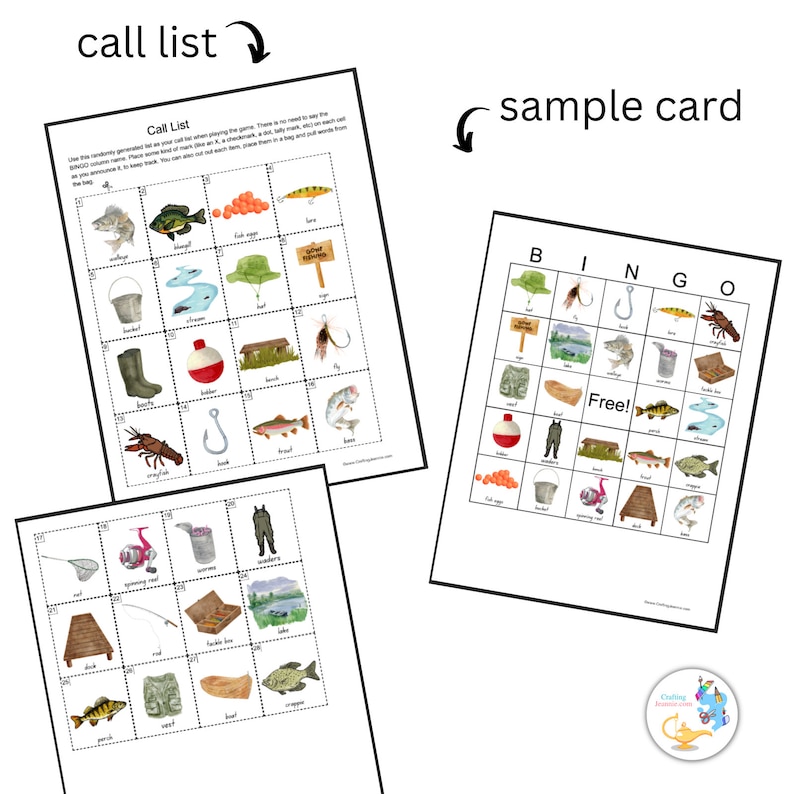 50 Fishing Bingo 50 Cards, Preschool Games, Fishing Party, Fish ...