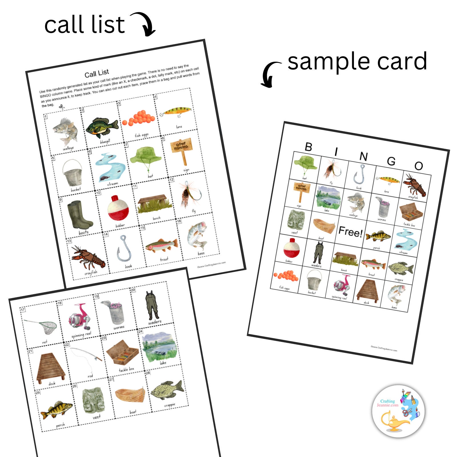 50 Fishing Bingo 50 Cards, Preschool Games, Fishing Party, Fish ...