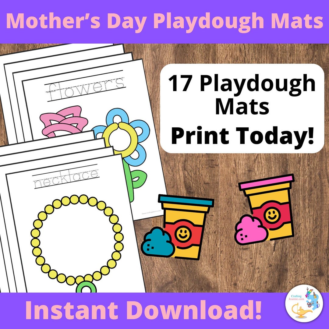Mother's Day Playdough Mats for Preschoolers and Kids, Mother's Day ...