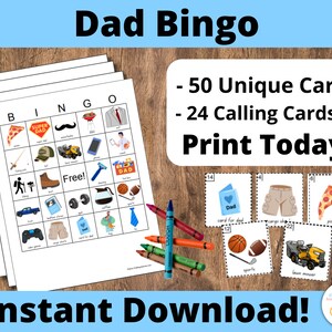 Father's Day Bingo Cards: 50 Printable Bingo Cards Dad - Etsy