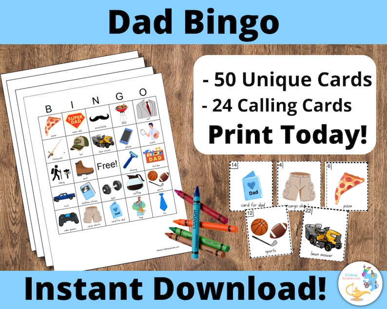 Father's Day Bingo Cards: 50 Printable Bingo Cards Dad - Etsy