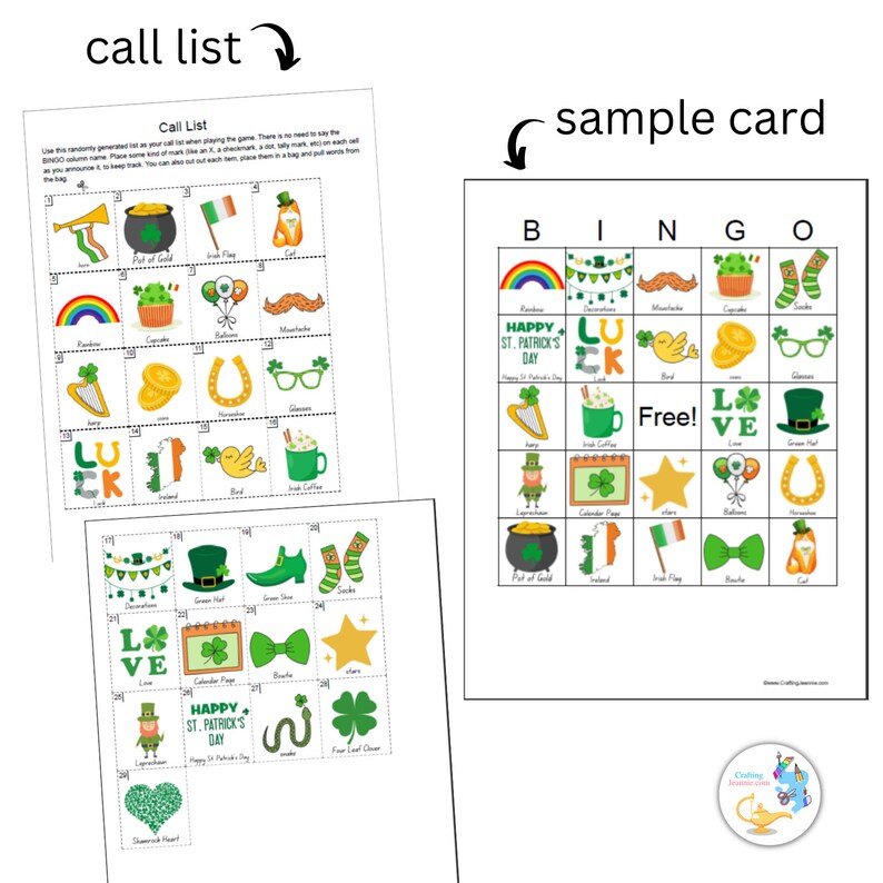 St Patrick Bingo Printable - 50 Unique St Patrick's Bingo Cards DIY ...