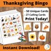 Thanksgiving Bingo, 50 Unique Bingo Cards, Kids' Thanksgiving Activity ...