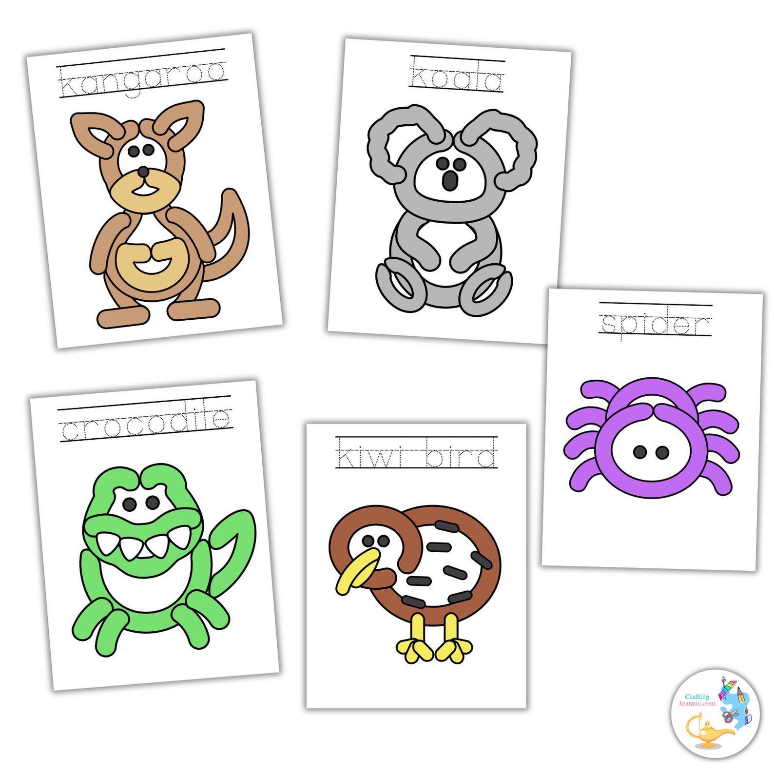 Australian Animals Playdough Mats for Preschoolers, Australian Animal ...