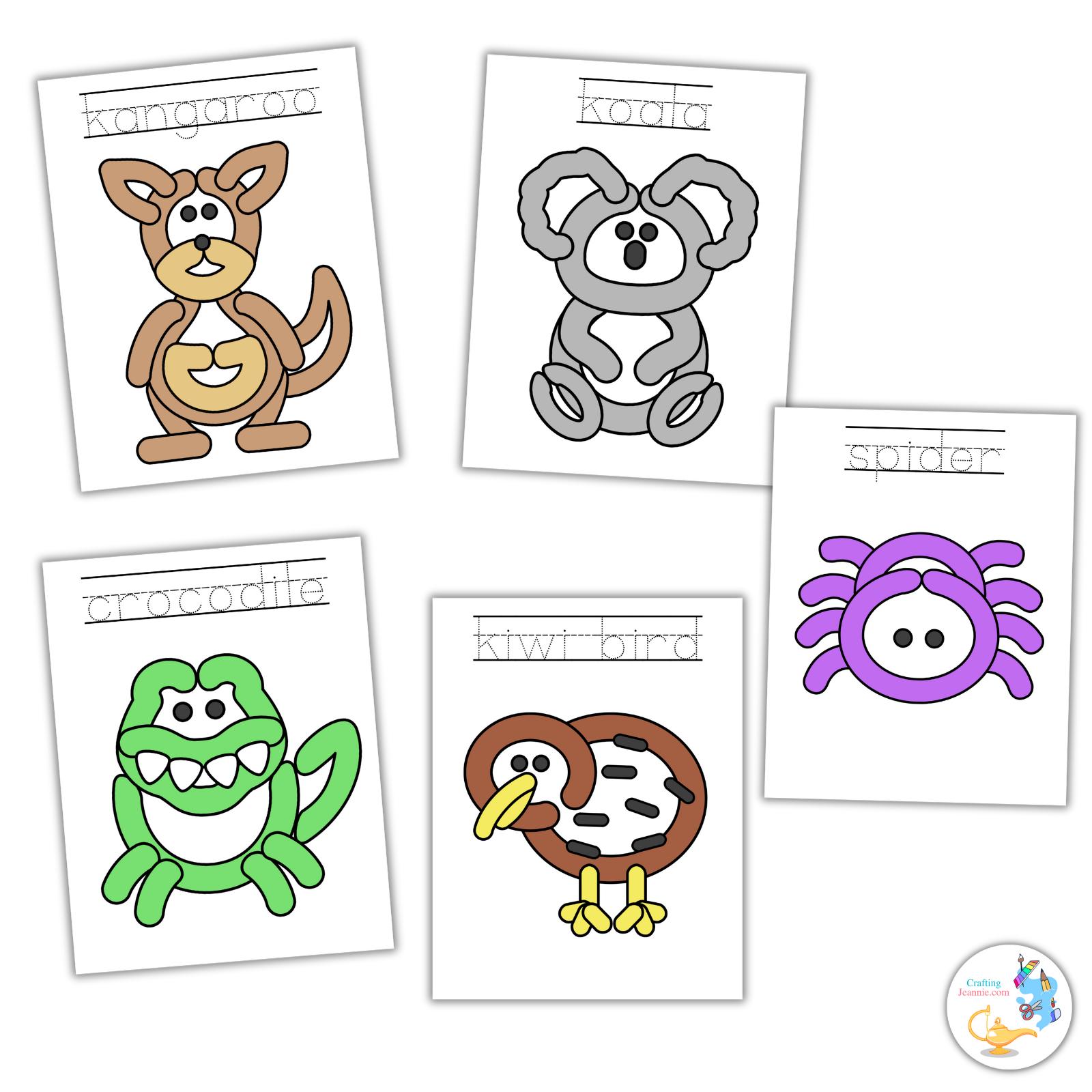 Australian Animals Playdough Mats for Preschoolers, Australian Animal ...