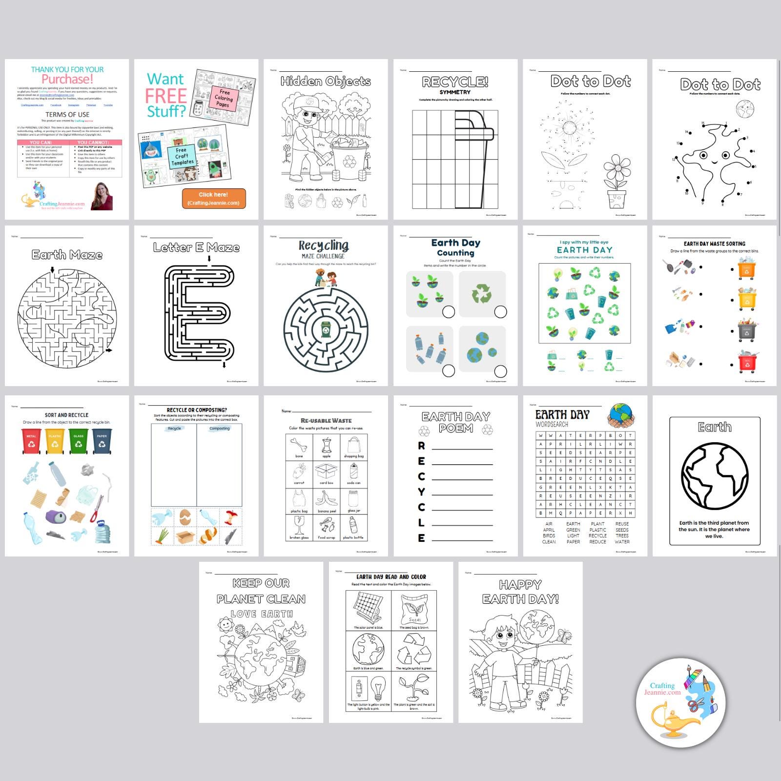 Printable Earth Day Worksheets for Preschoolers, Earth Day Workbook for ...