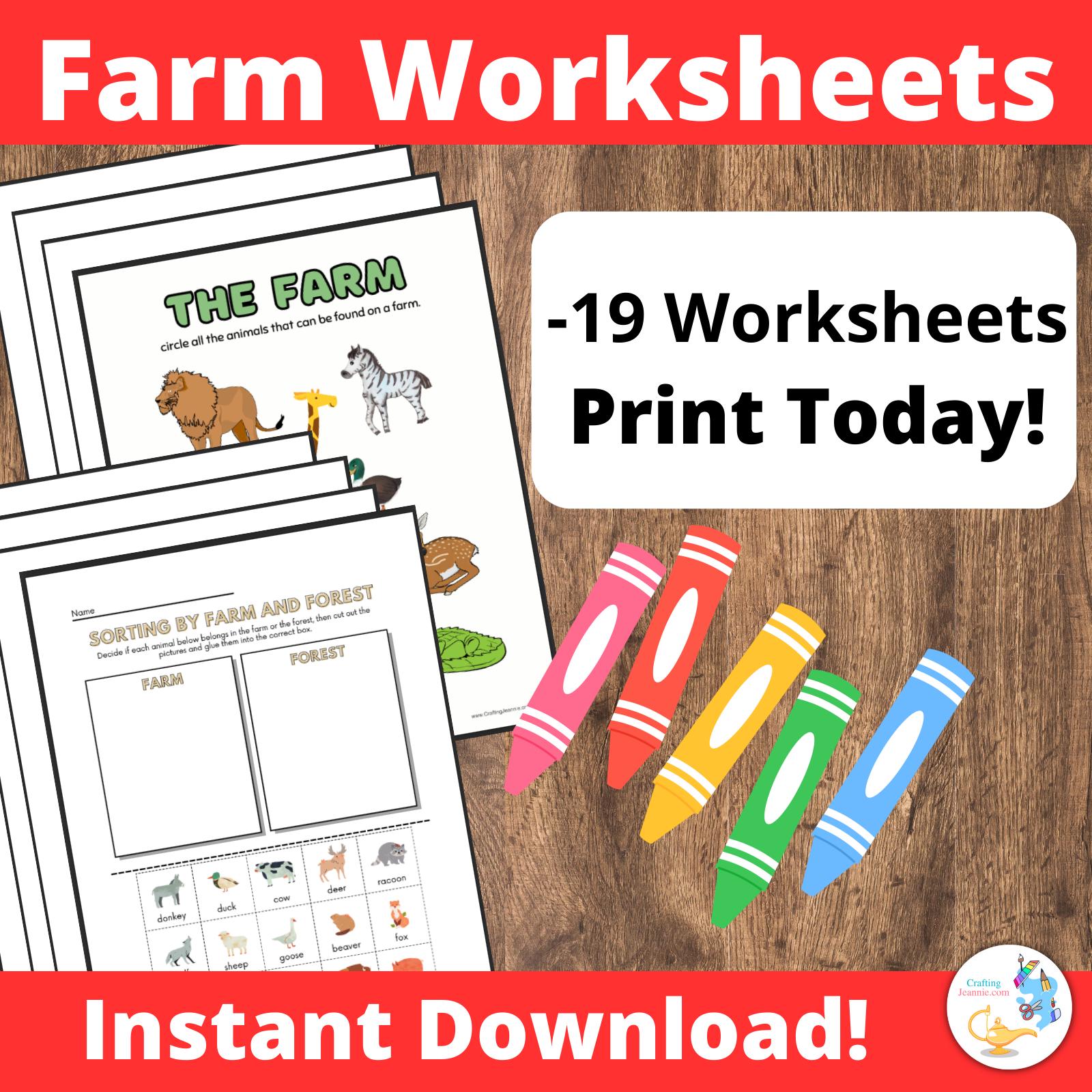Printable Farm Worksheets for Preschoolers (pigs, Horses, Cows, Sheep ...