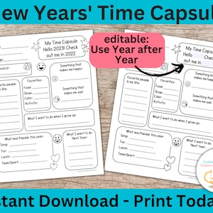 Printable Time Capsule for Kids. Kid’s New Year. Year in Review ...