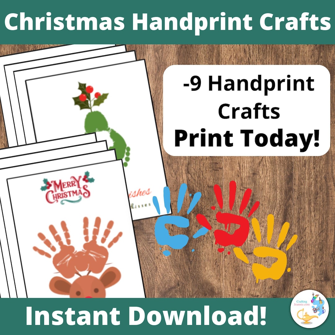 Printable Christmas Handprint Crafts for Preschoolers, Kindergarteners ...