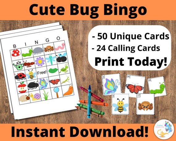 Bug Bingo Cards: Printable Bingo Cards 50 Cards Kids Game - Etsy