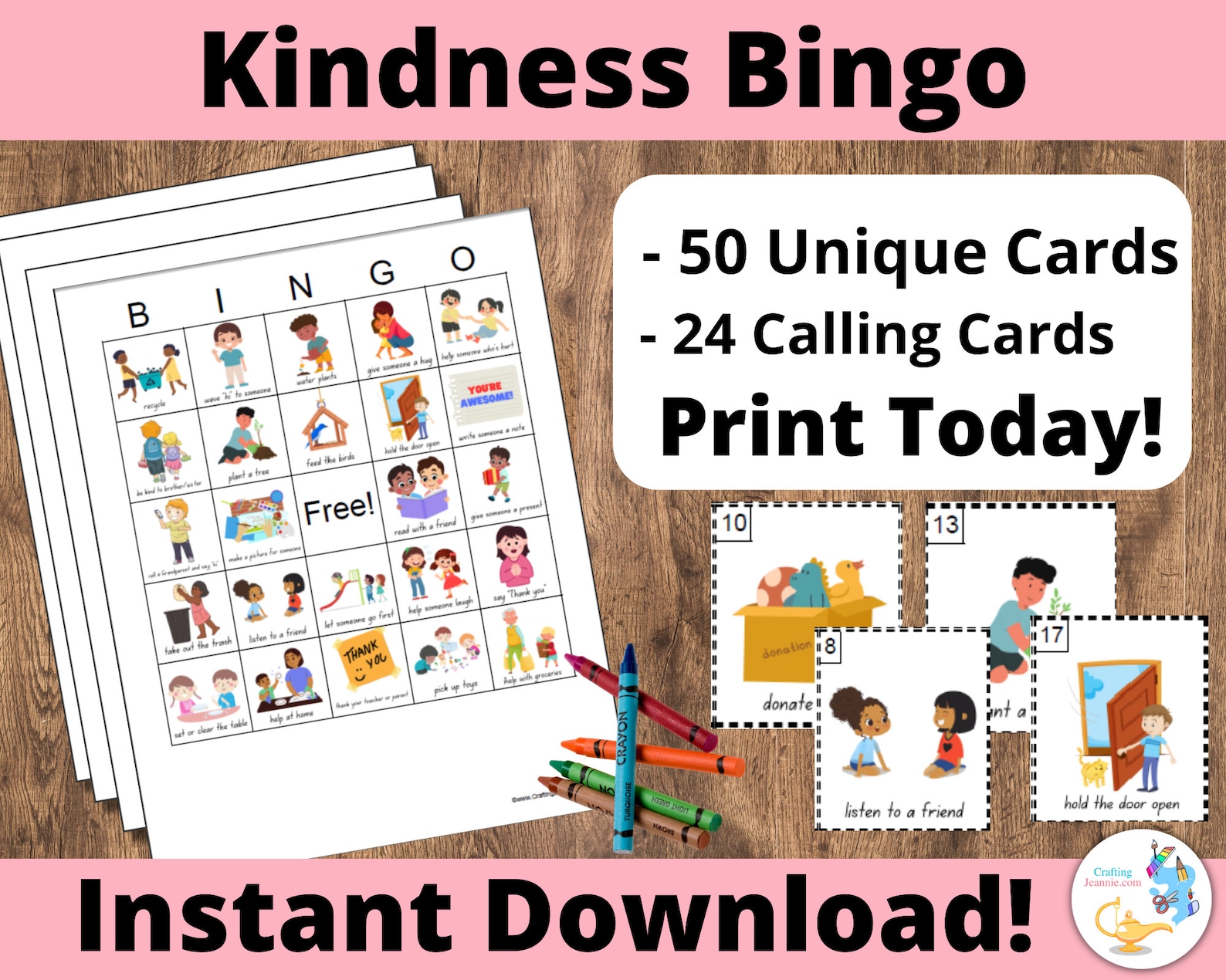Kindness Bingo Cards: Printable Bingo Cards, 50 Cards, Kids Game ...