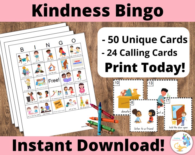 Printable Kindness Bingo, Instant Download - Etsy