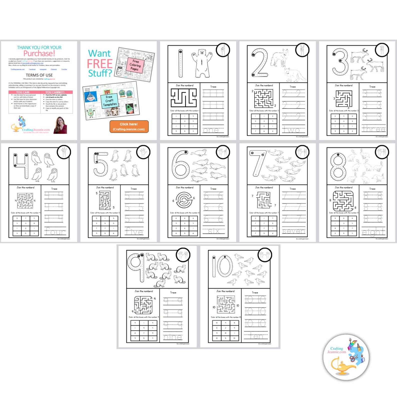 Arctic Animal Number Worksheets for Kids, Arctic Animal Themed Activity ...