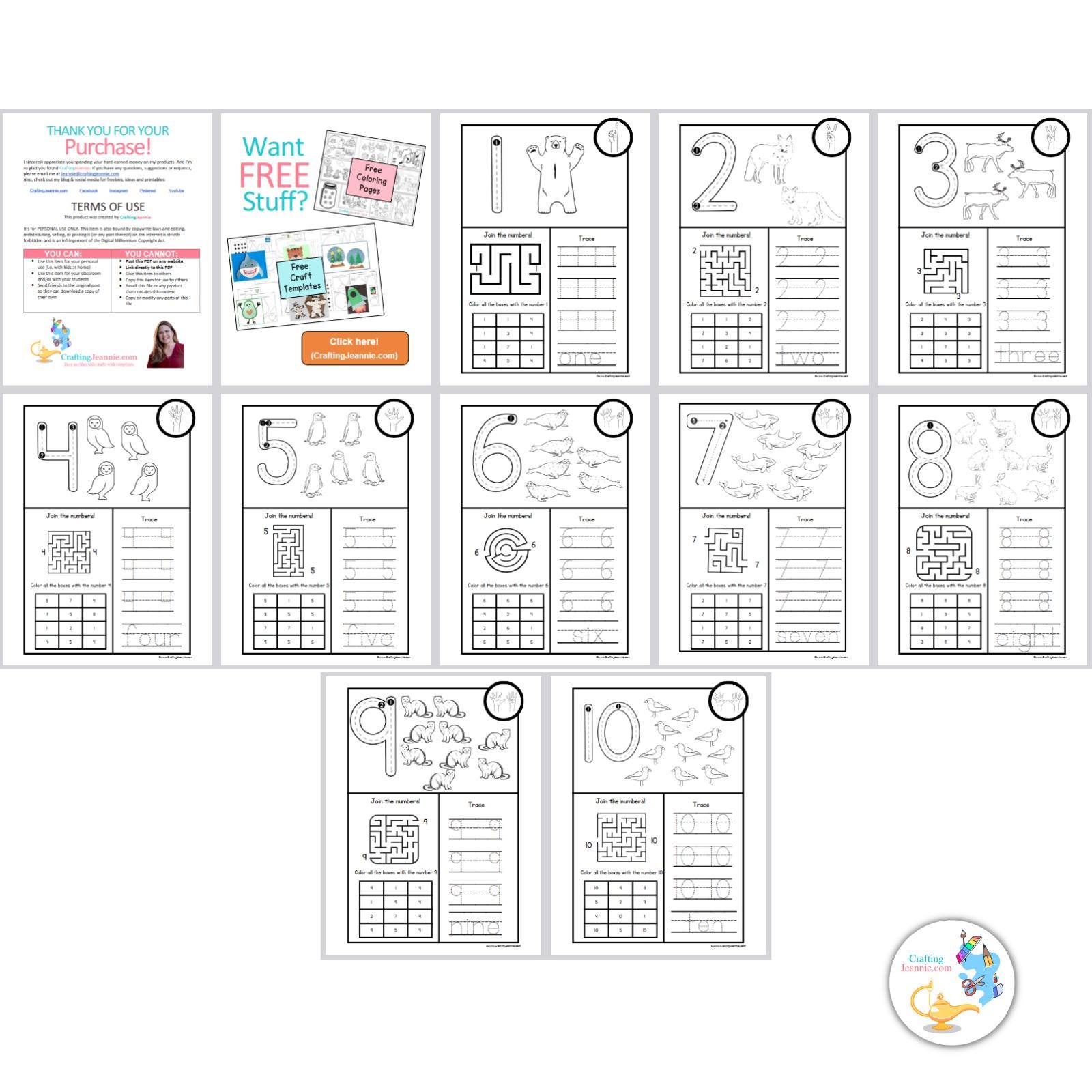 Arctic Animal Number Worksheets for Kids, Arctic Animal Themed Activity ...