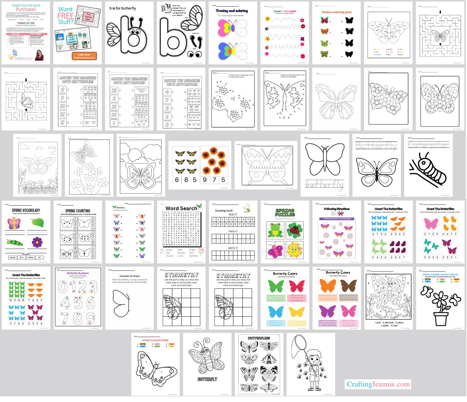 Butterfly Activity Pack L Butterfly Crafts L Butterfly Coloring Pages L ...