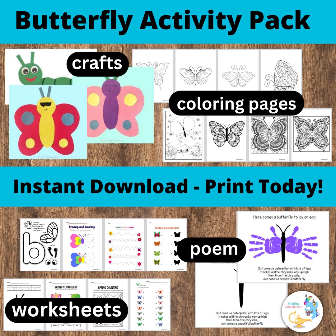 Butterfly Activity Pack L Butterfly Crafts L Butterfly Coloring Pages L ...