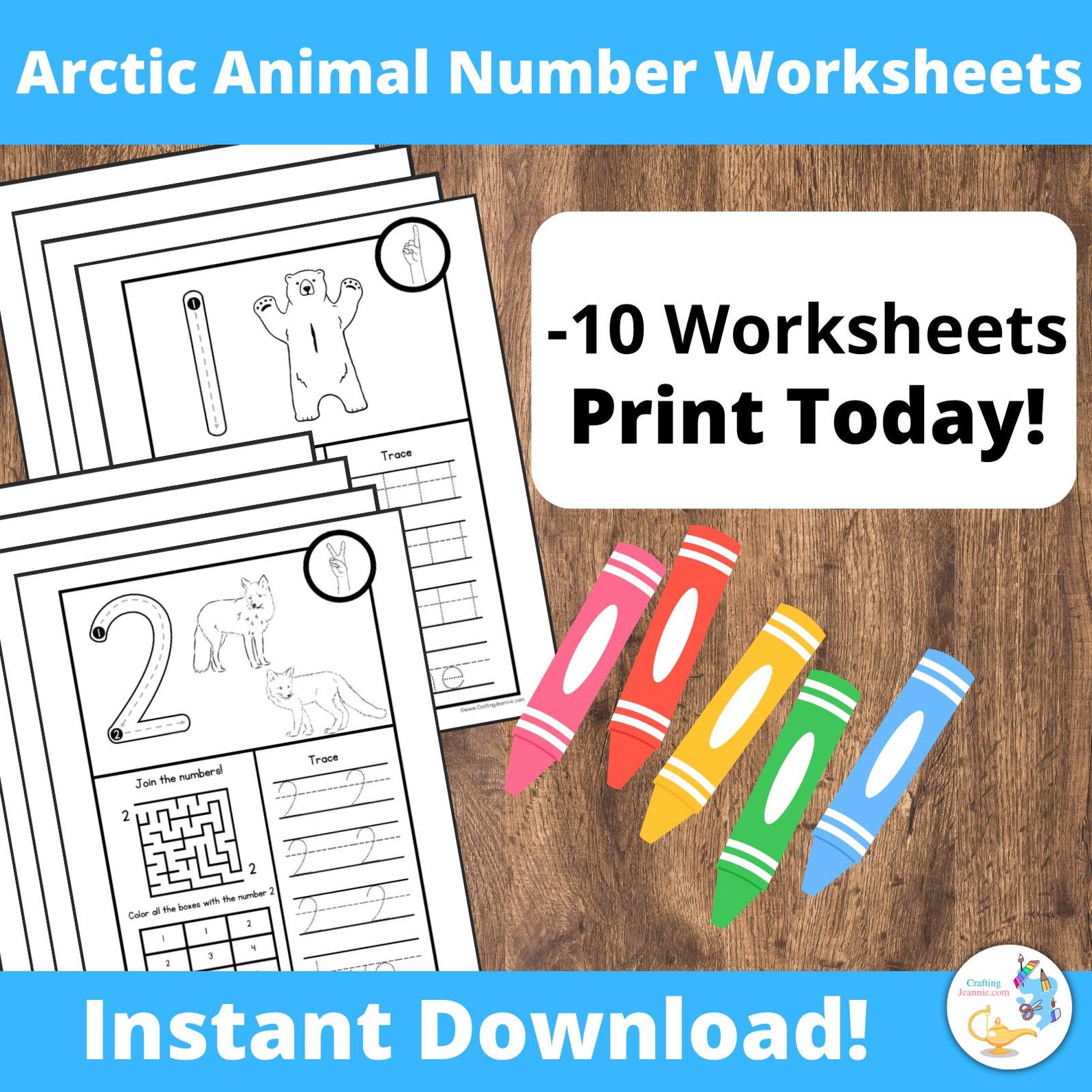 Arctic Animal Number Worksheets for Kids, Arctic Animal Themed Activity ...