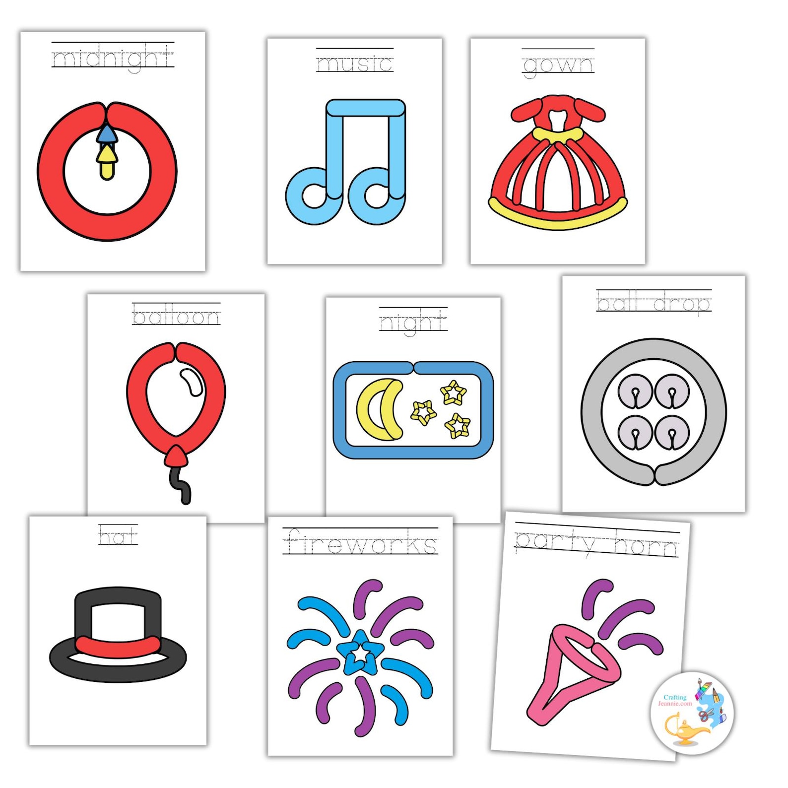 New Year Playdough Mats for Preschoolers and Kids, New Year Activities ...