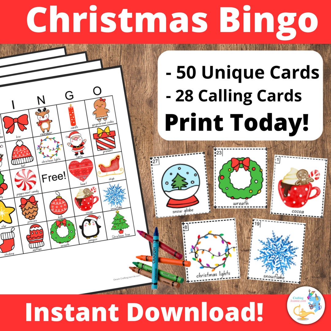Christmas BINGO - 50 Cards | X-mas Games L Santa Activities L Printable ...