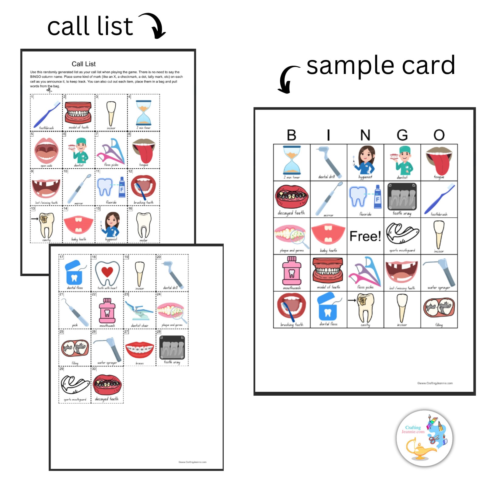 Dental BINGO for Preschoolers L Teeth BINGO Activity L Dental Health ...