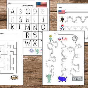 USA Preschool Worksheets Printable - Patriotic Worksheets - Fourth of ...