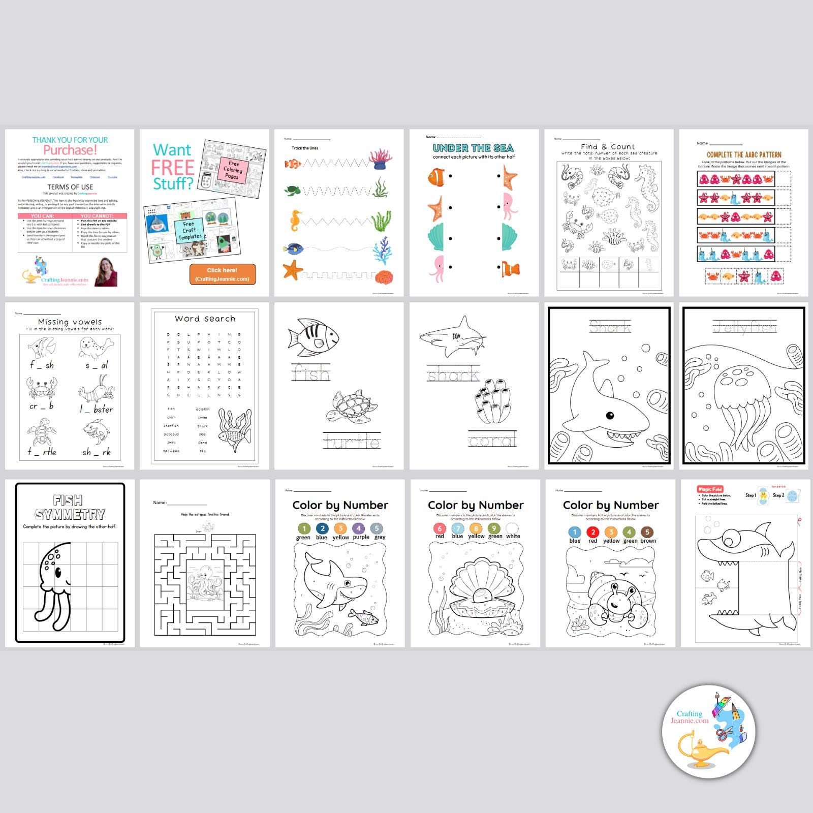 Printable Ocean Animal Worksheets for Preschoolers turtle, Seahorse ...