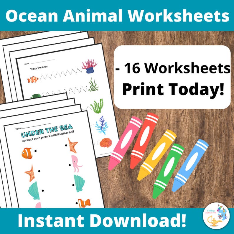 Printable Ocean Animal Worksheets for Preschoolers turtle, Seahorse ...