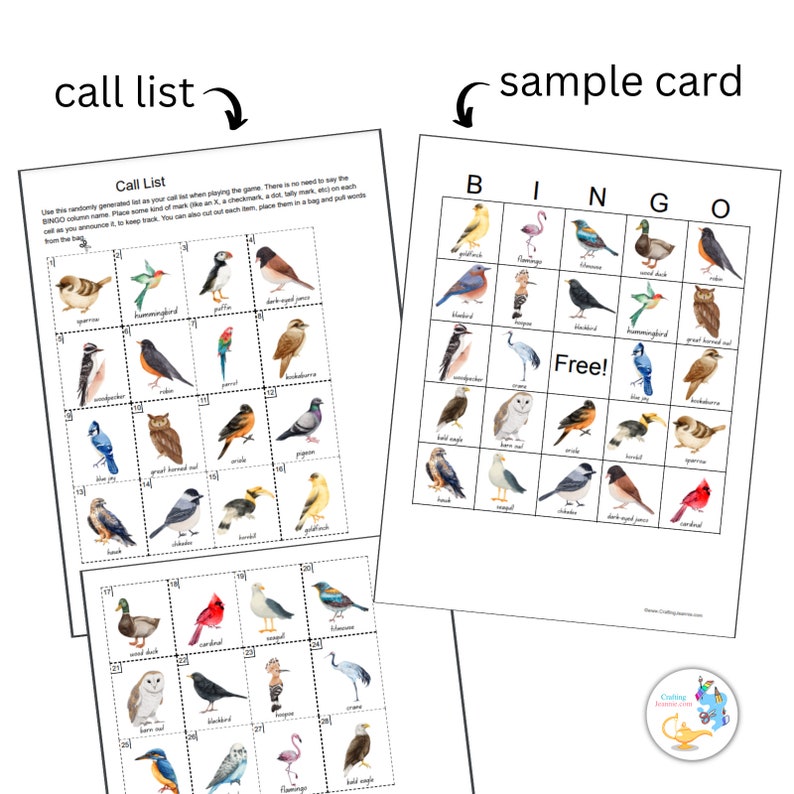 Bird Bingo Cards: Printable Bingo Cards Colorful Bingo Set - Etsy