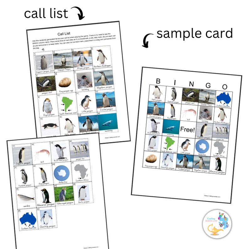 Penguin BINGO 50 Cards, Preschooler Game, Arctic Animals, Winter Games ...
