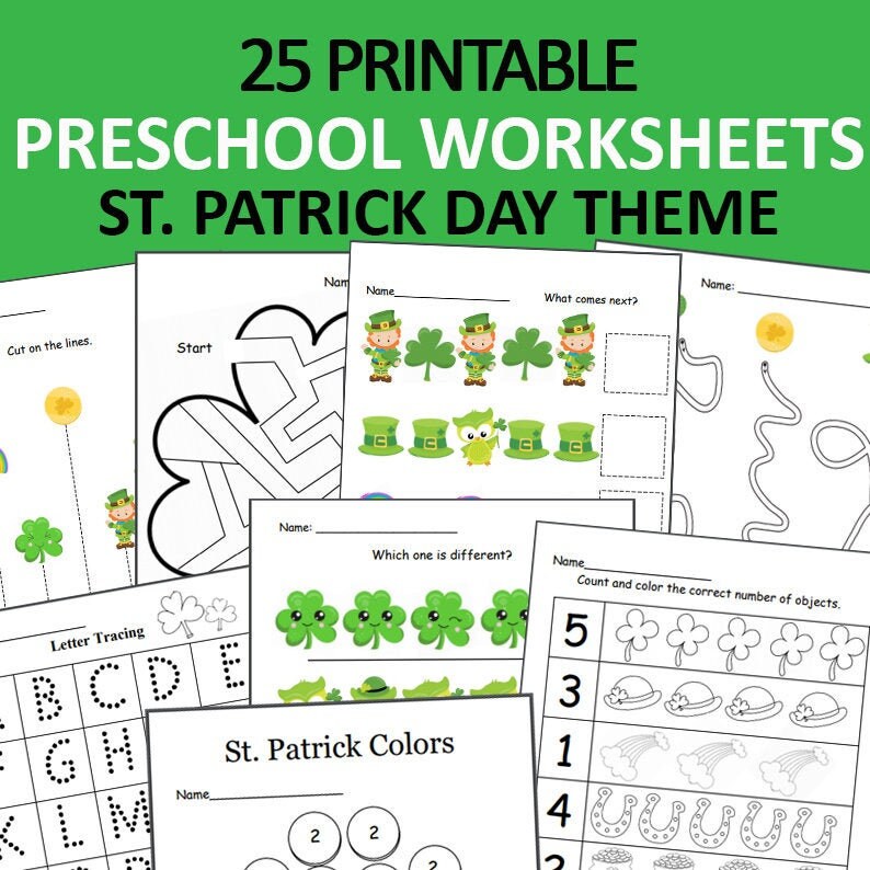 St. Patrick's Day Preschool Worksheets Printable - St. Patrick's ...