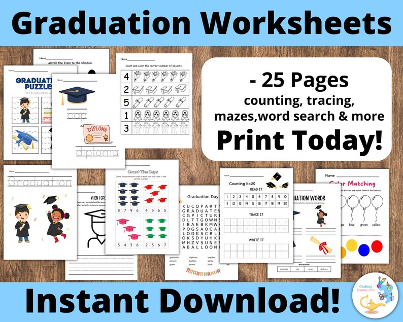 Graduation Worksheets - Preschool Graduation - Kindergarten Graduation ...