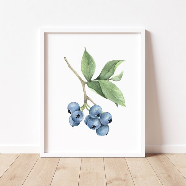 Watercolor Blueberry Print - Etsy